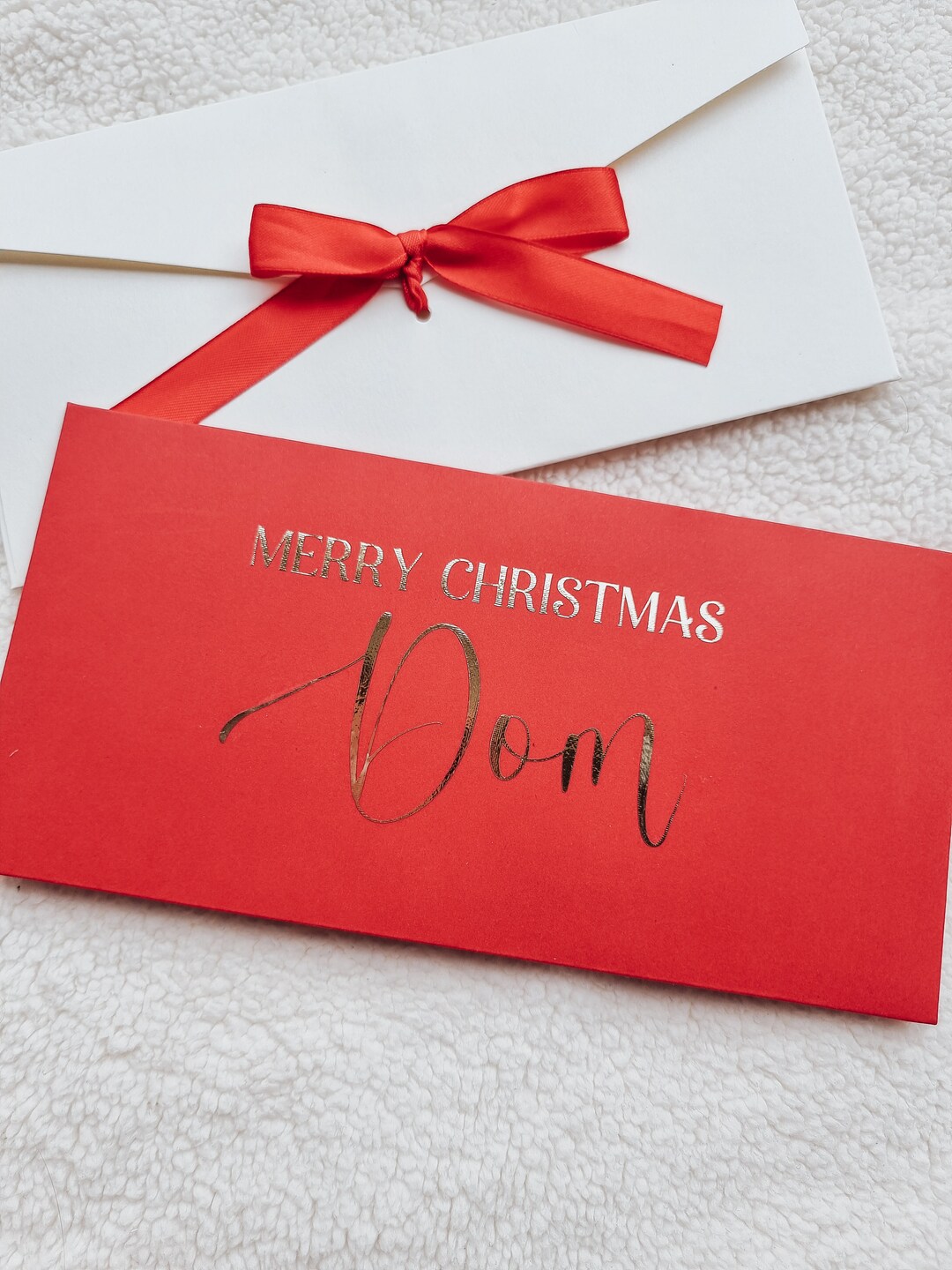 Personalised Kraft Gift Envelopes, Money Wallet, Red Ribbon, Voucher ...