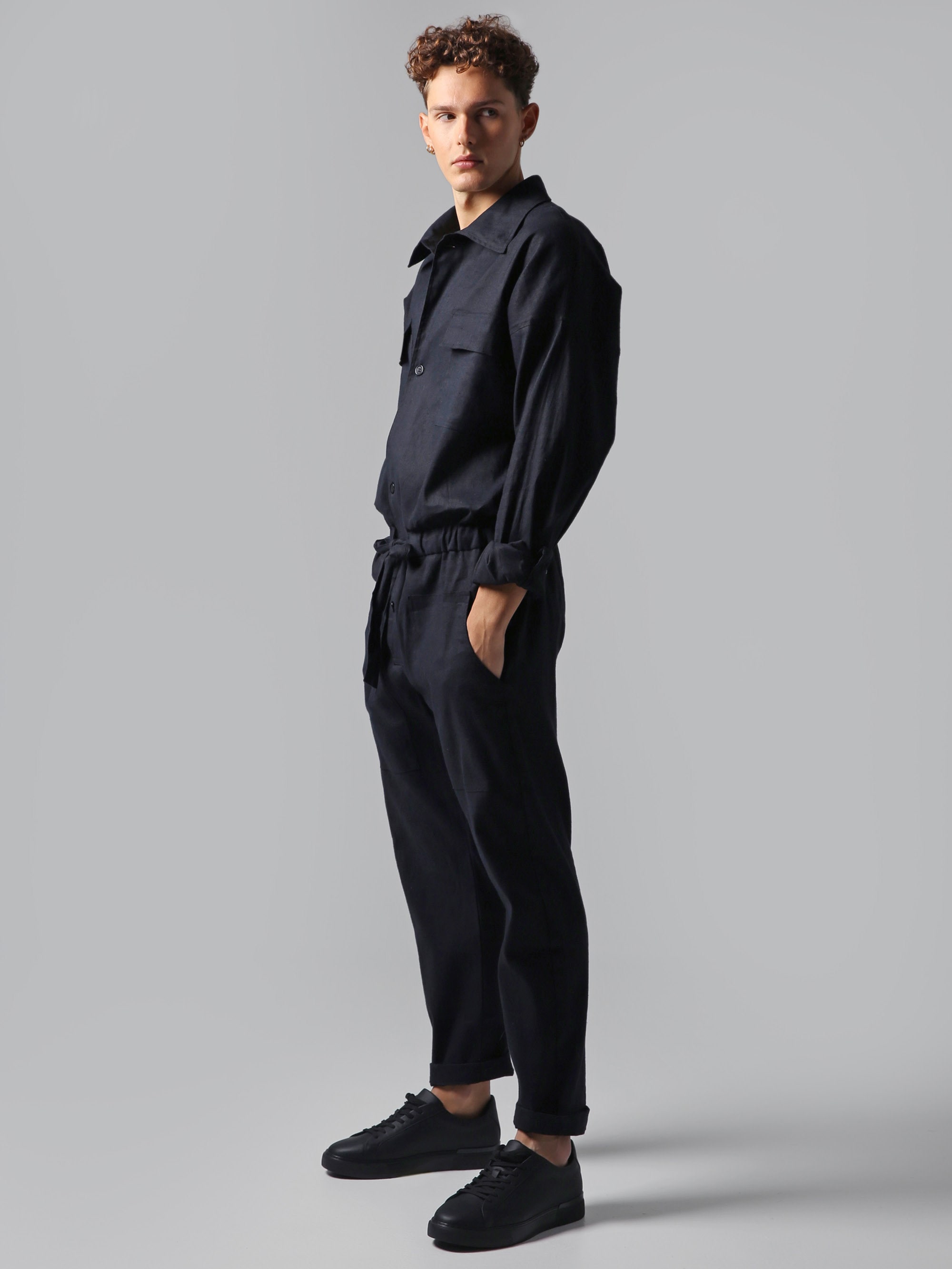 Linen Men's Loose Fit Jumpsuit Overalls | Man Jumpsuit | Man Overalls ...