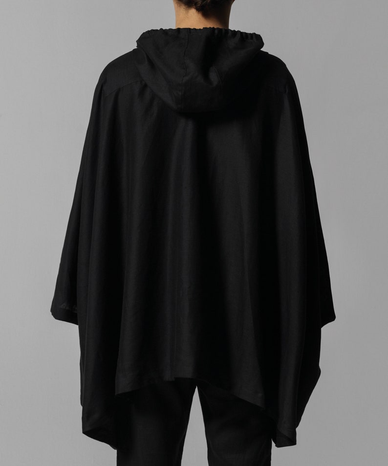 Linen Cape With Drawstring Hoodie - Etsy