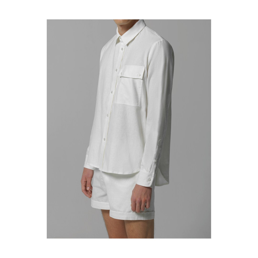 Linen Men's Double Pocket Button up Shirt - Etsy