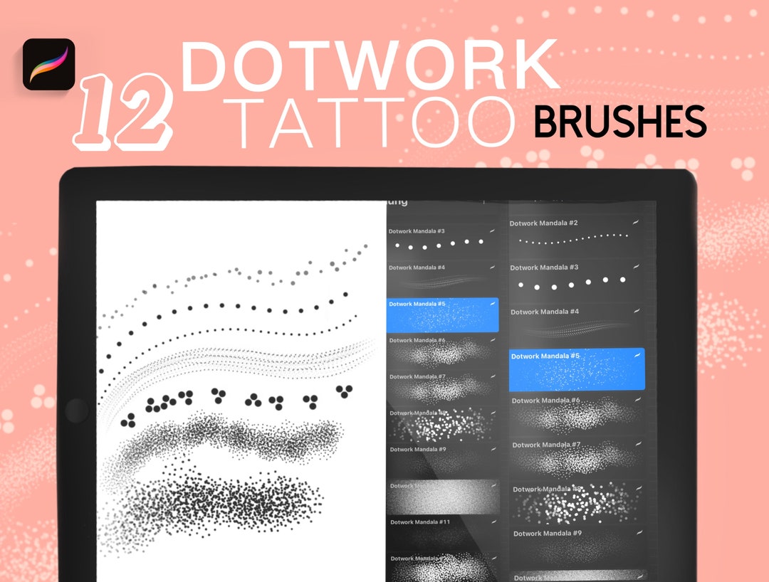 12 Dotwork Dots Brushes Stamps, Procreate, Dotwork, Tattoo, Blackwork ...