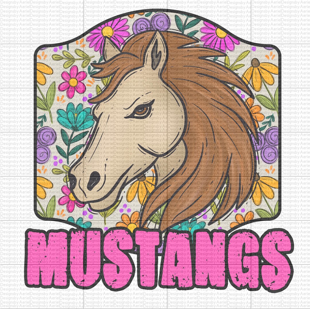 Mustangs Digital Download - PNG - Floral Boho - Bright Colors - Girly ...