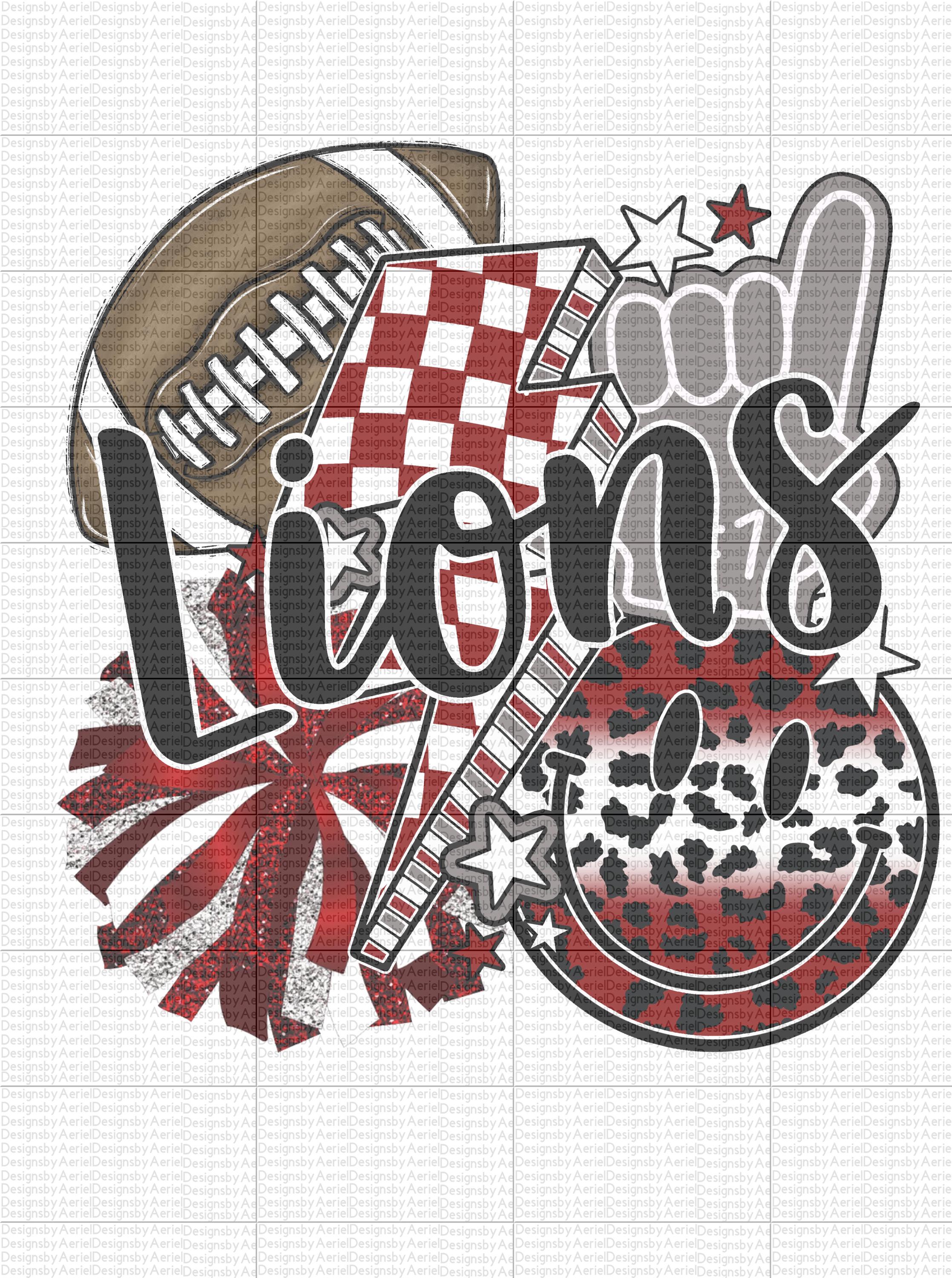 Lions Digital Download - PNG - Leopard - Maroon White Grey - Football ...