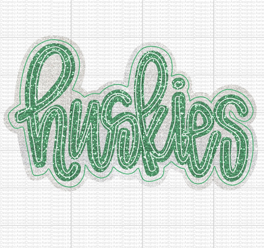 Huskies Digital Download - PNG - Handdrawn - Kelly Green and White - Etsy