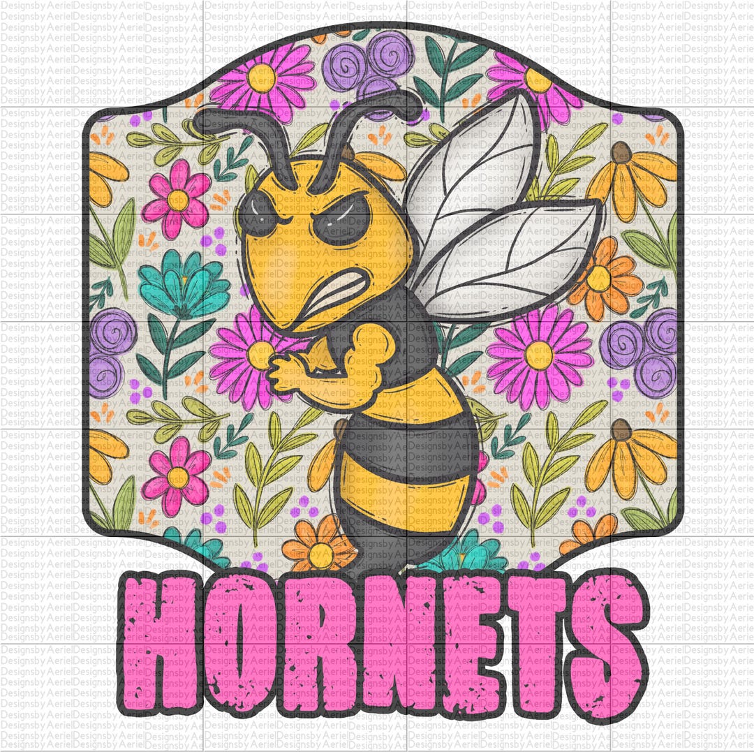 Hornets Digital Download PNG Floral Boho Bright Colors Girly School ...
