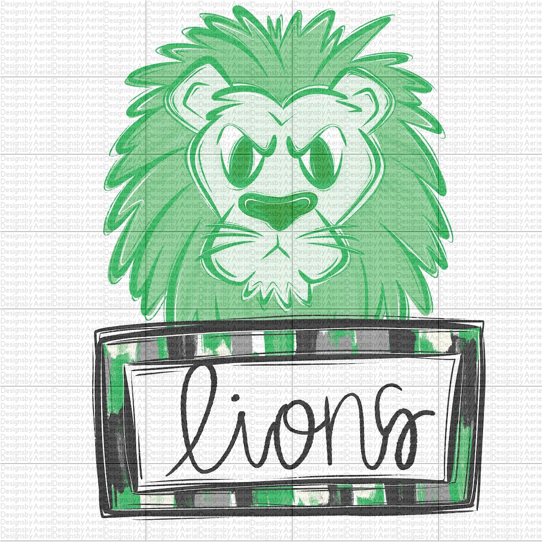 Mascot - Lions - Digital Download - PNG - Handdrawn - Be Kind - Green ...