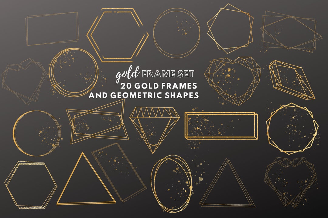 Gold Geometric Shape and Frame Set | 300 Dpi | PNG | Clipart, Clip Art ...
