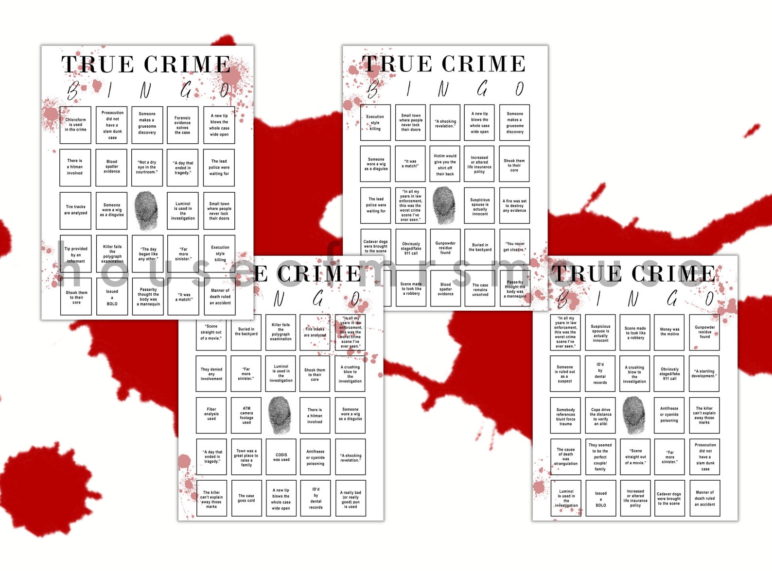 True Crime Bingo | Download and Print | Crime TV Show Game | Digital ...