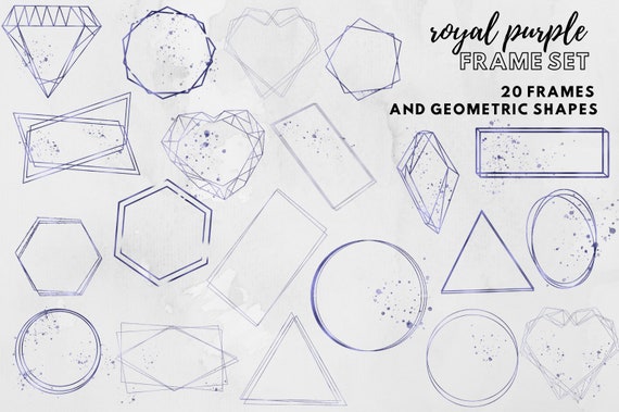 Royal Purple Geometric Shape and Frame Set 300 Dpi PNG - Etsy