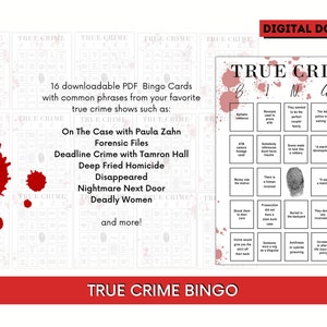 True Crime Bingo | Download and Print | Crime TV Show Game | Digital ...