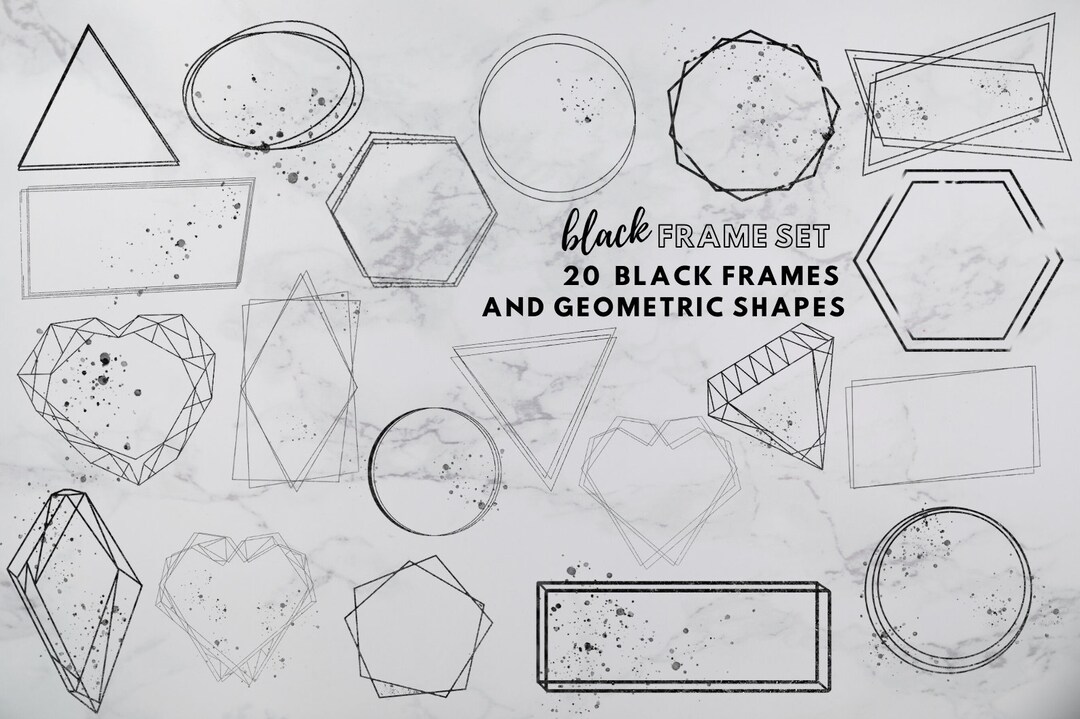 Black Geometric Shape and Frame Set | 300 Dpi | PNG | Clipart, Clip Art ...