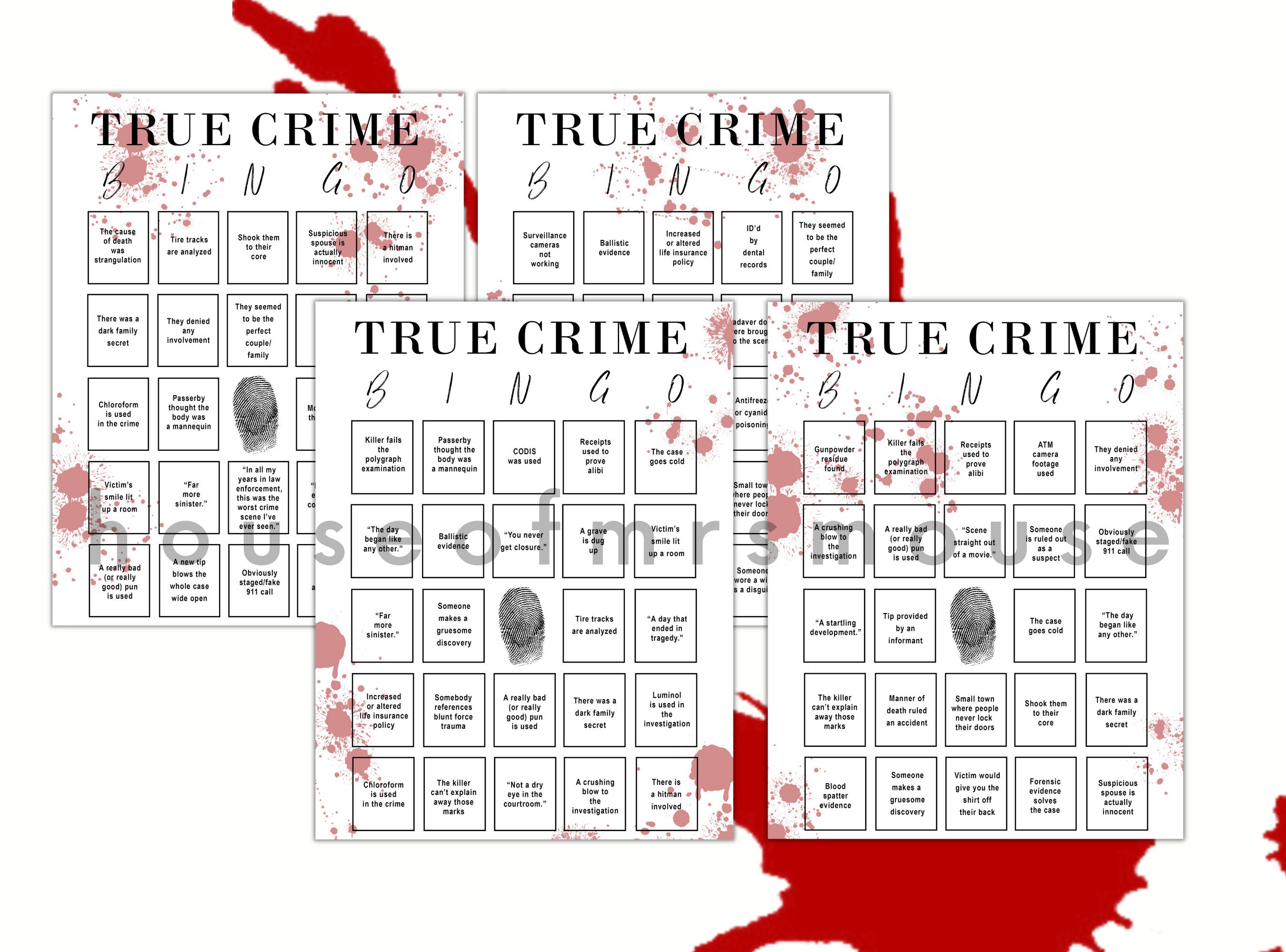True Crime Bingo | Download and Print | Crime TV Show Game | Digital ...