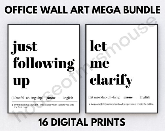 Office Wall Art Decor Work From Home Mega Bundle Funny | Etsy