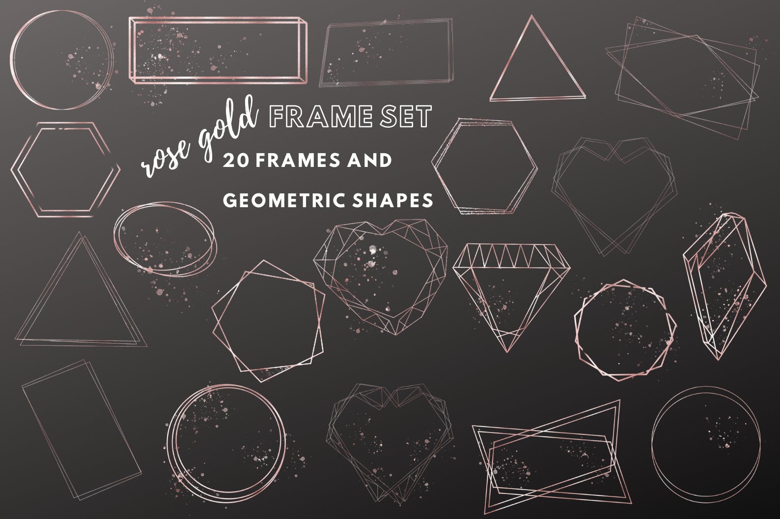 Rose Gold Geometric Shape and Frame Set | 300 Dpi | PNG | Clipart, Clip ...