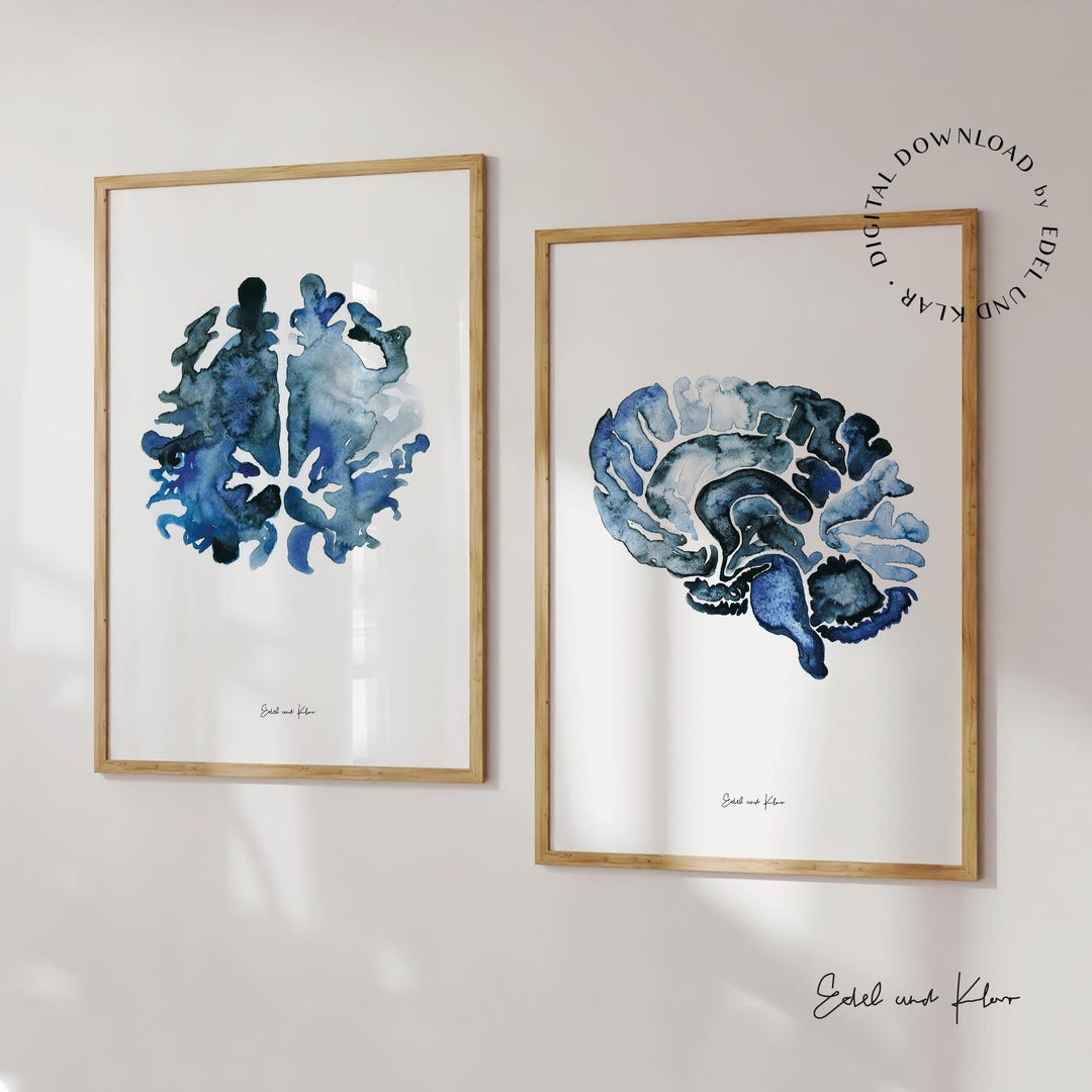 Brain Anatomy Set Watercolor | Neurologist Gift Art, Neurosurgery Art ...