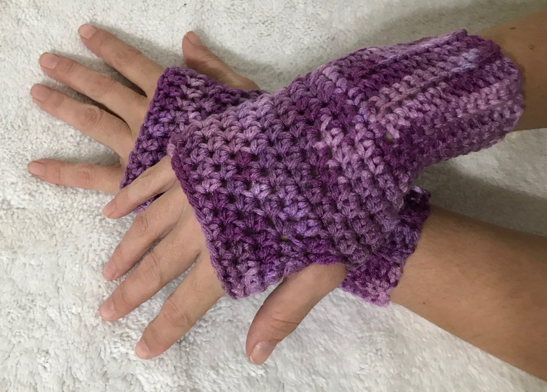 Beautiful Cozy Fancy Fingerless Gloves Wrist Hand Warmers~purples Mix ...