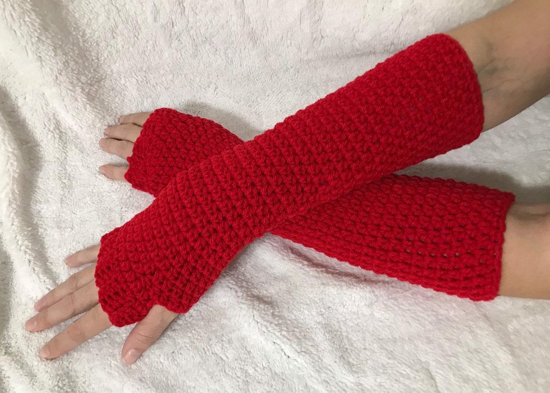 Beautiful Long Fancy Ribbed Arm Warmers~lipstick Red~hippie Gypsy Boho ...