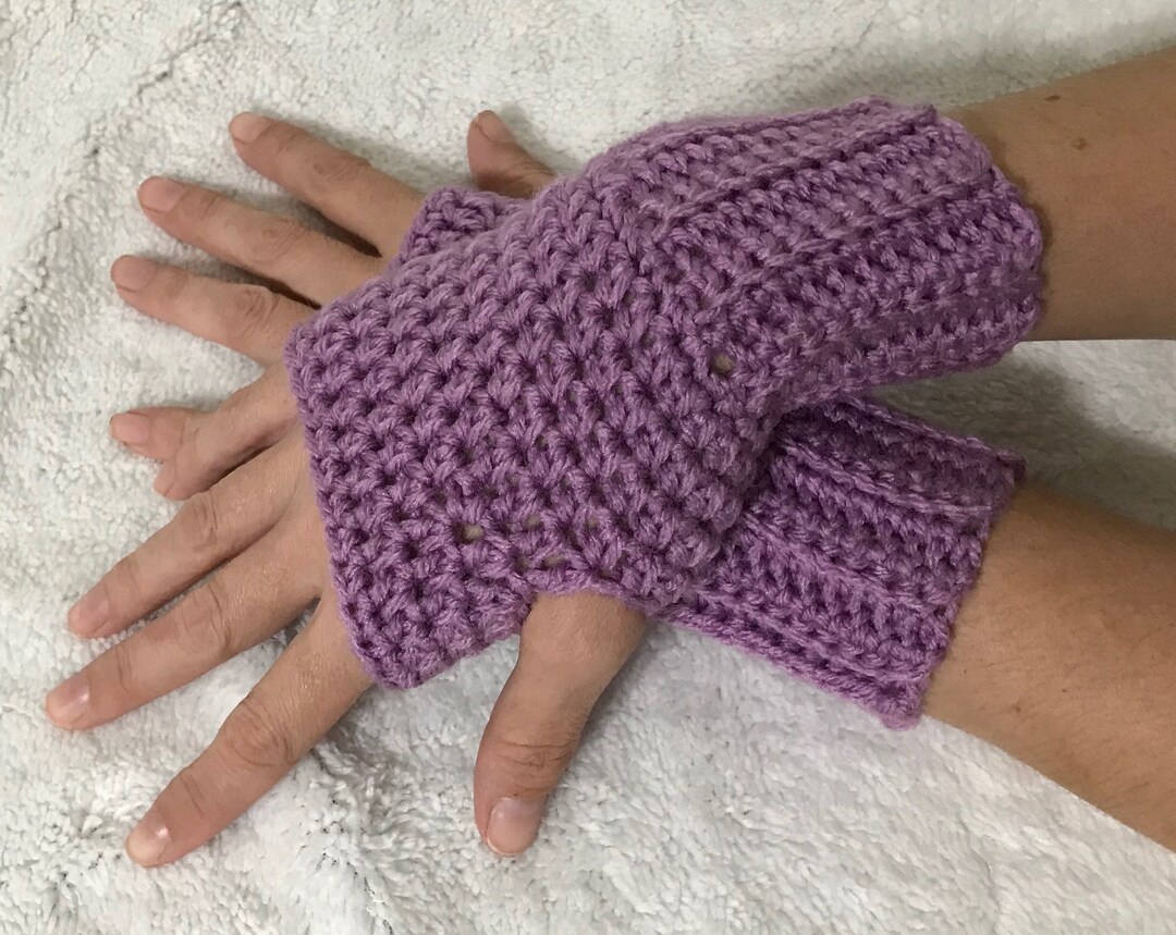 Beautiful Cozy Fancy Fingerless Gloves Wrist Hand Warmers~lt Purple ...