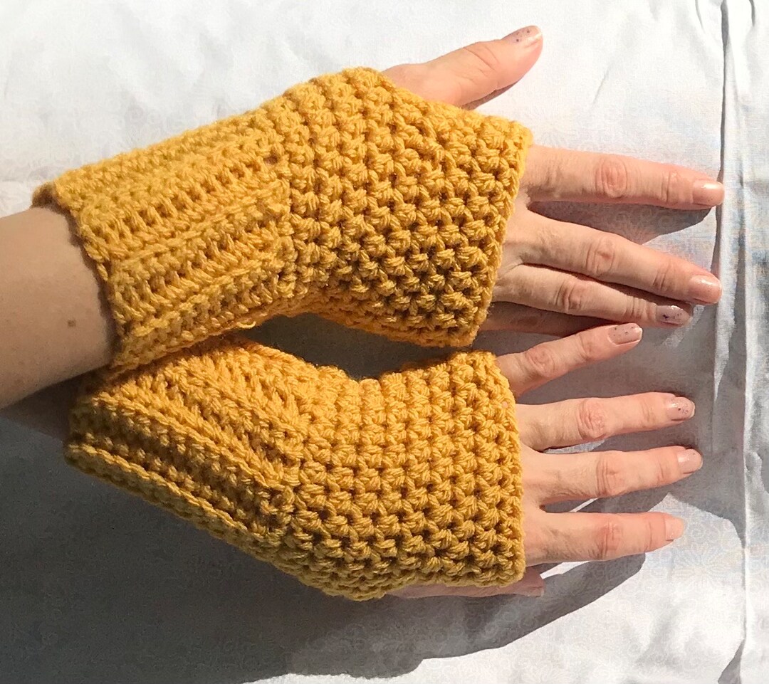 Beautiful Cozy Fancy Fingerless Gloves Wrist Hand Warmers~mustard Gold ...