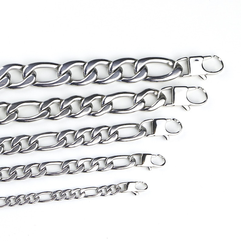 Men's Stainless Steel Figaro Chain Necklace: Hip Hop Silver Jewelry - Etsy