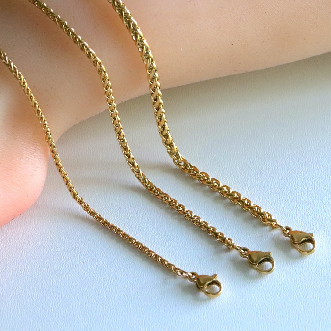 Gold Stainless Steel Wheat Chain Necklace, Jewelry Making Supplies - Etsy