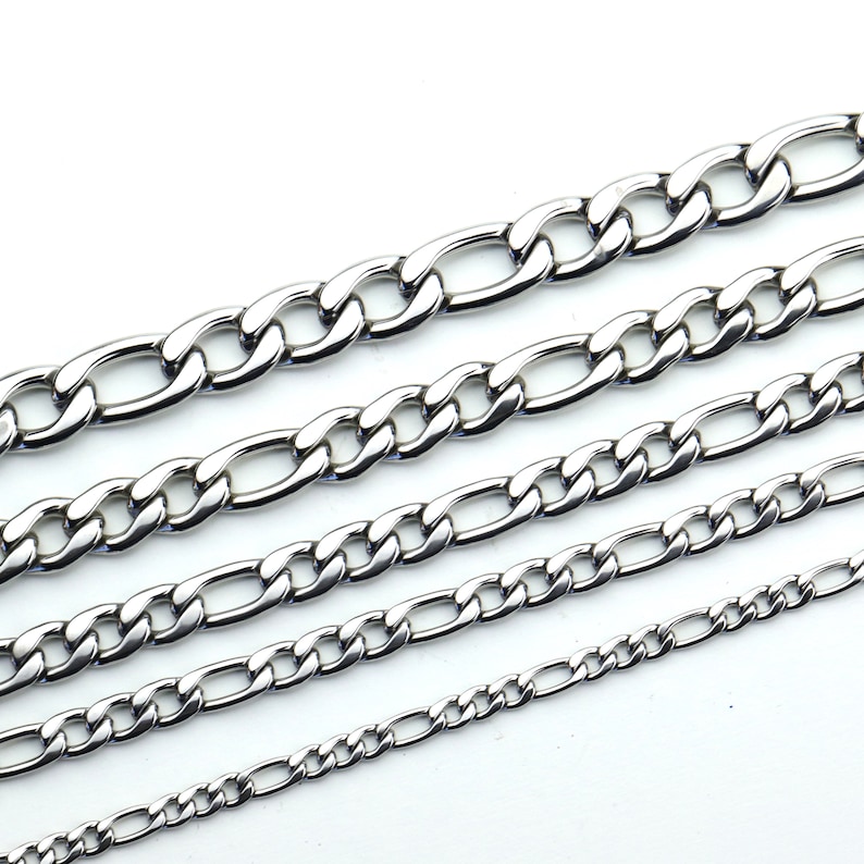 Men's Stainless Steel Figaro Chain Necklace: Hip Hop Silver Jewelry - Etsy