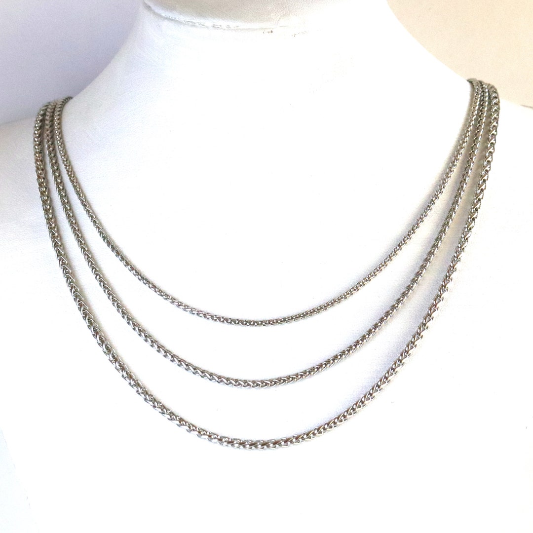 Pack of 10 Stainless Steel Wheat Chain Necklace, 2mm, 2.5mm, 3mm Thick ...