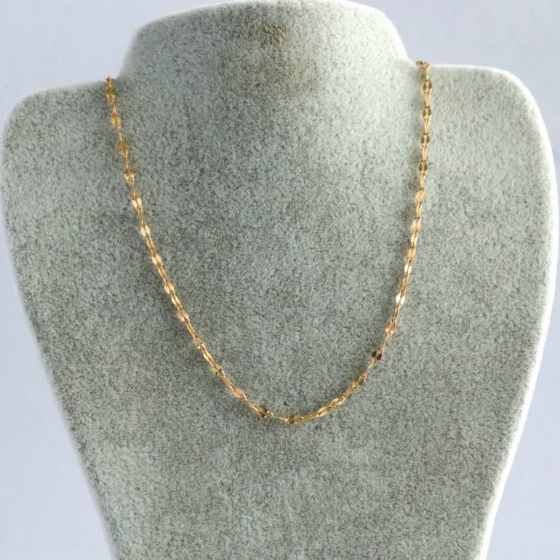 Gold Glitter Chain Necklace Stainless Steel Flat Link Chain | Etsy