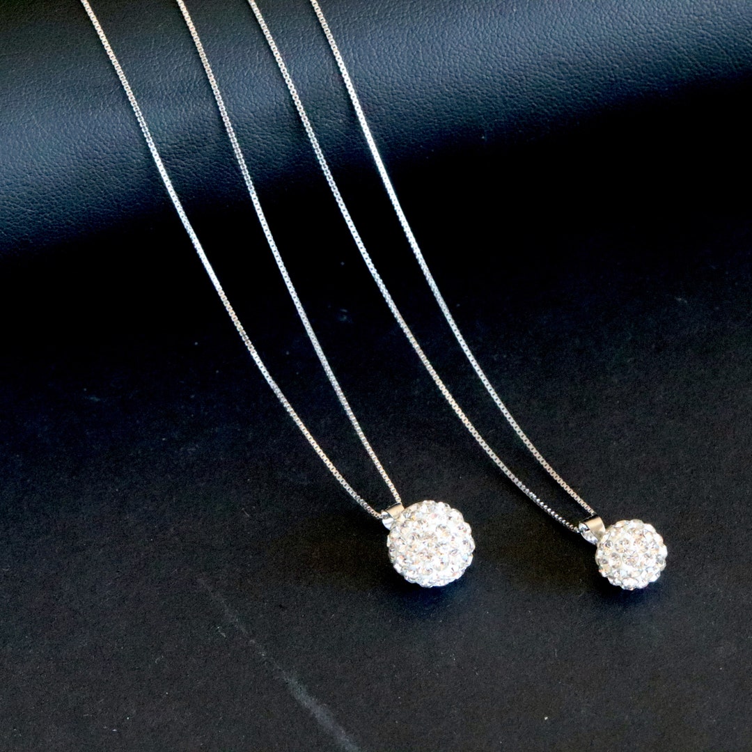 Sterling Silver Shamballa Crystal Ball Pendant Necklace - Etsy