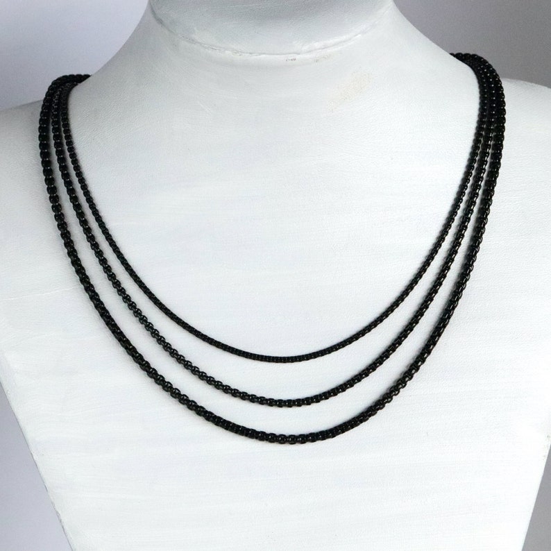 Black Stainless Steel Box Chain Necklace Bar Chain Military - Etsy