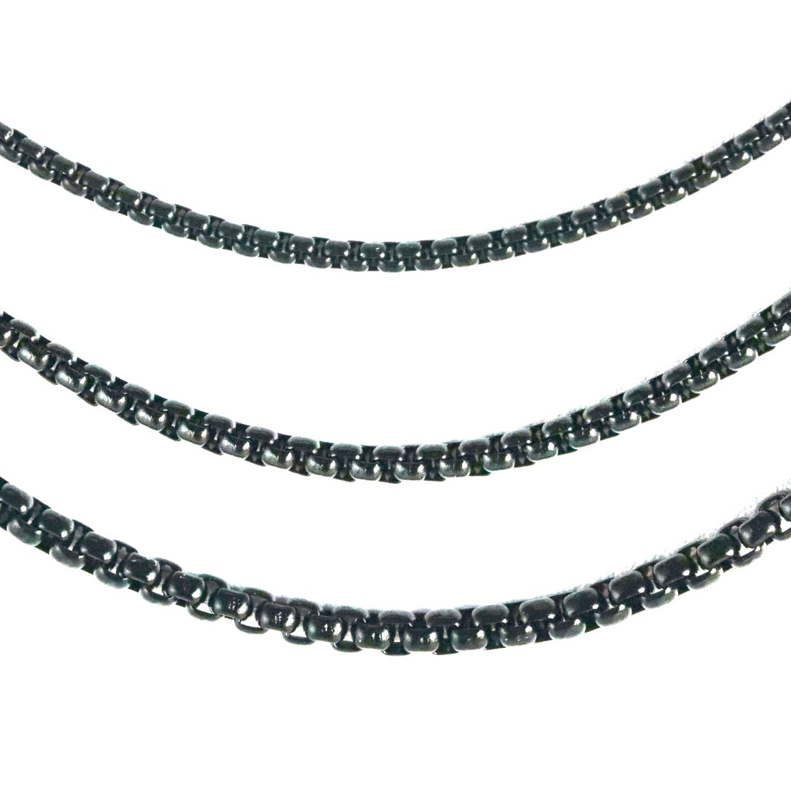 Black Stainless Steel Box Chain Necklace Bar Chain Military - Etsy