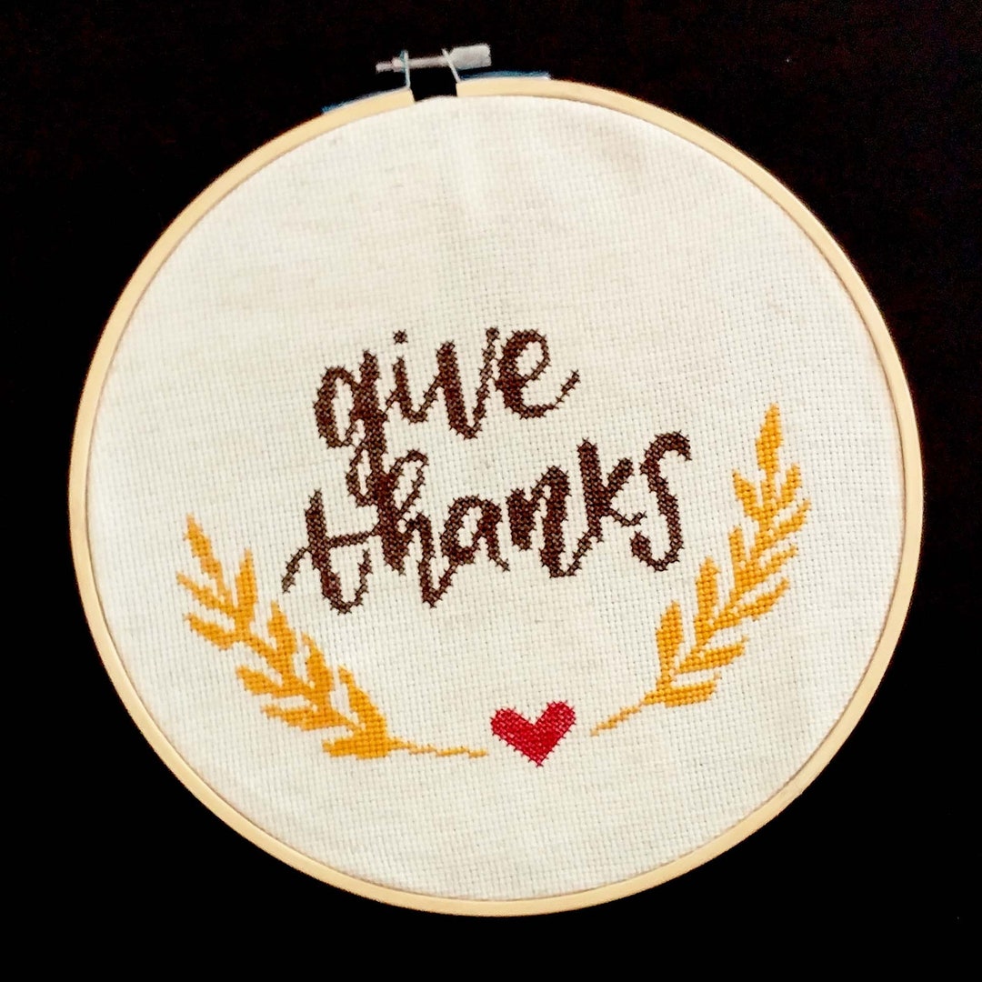 Give Thanks Cross Stitch Pattern instant Digital Download PDF - Etsy