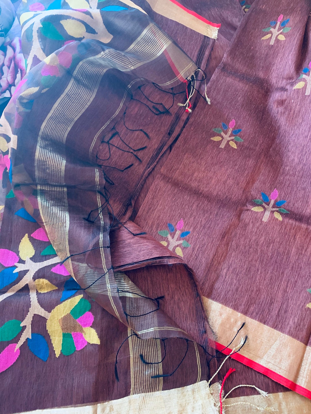 Matka - Indian Traditional Handloom Moslin Pallu Pure Matka Silk Saree ...