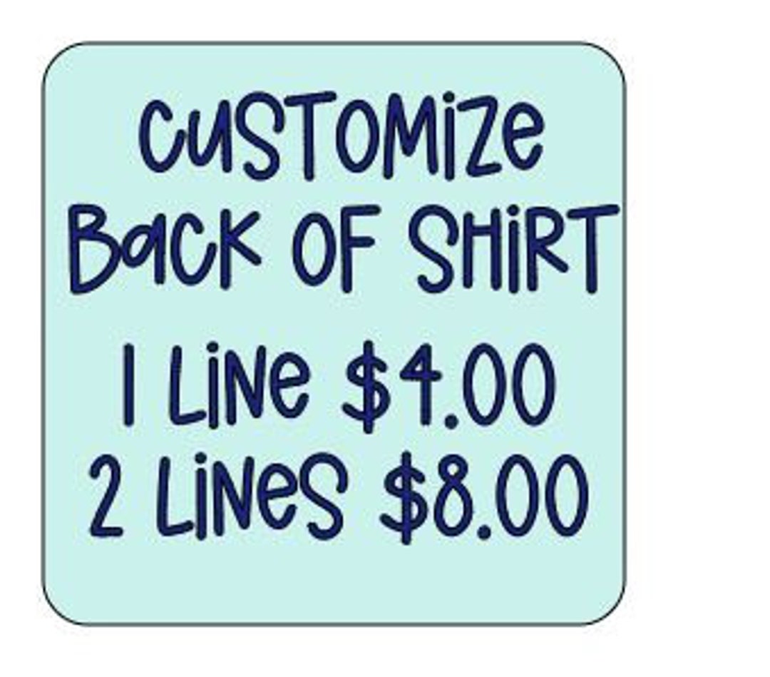 Add ONE Of TWO Lines Of Text Or Name To Back Of Item Etsy