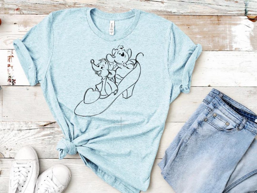 Sketched Gus and Jaq in Cinderella Shoe Shirt/matching Disney Shirt ...