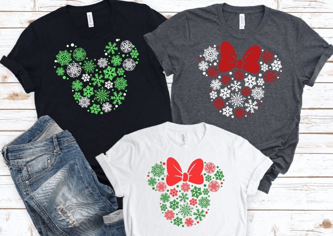 Mickey or Minnie Snowflake Design Unisex Shirt/ Matching Disney Holiday ...