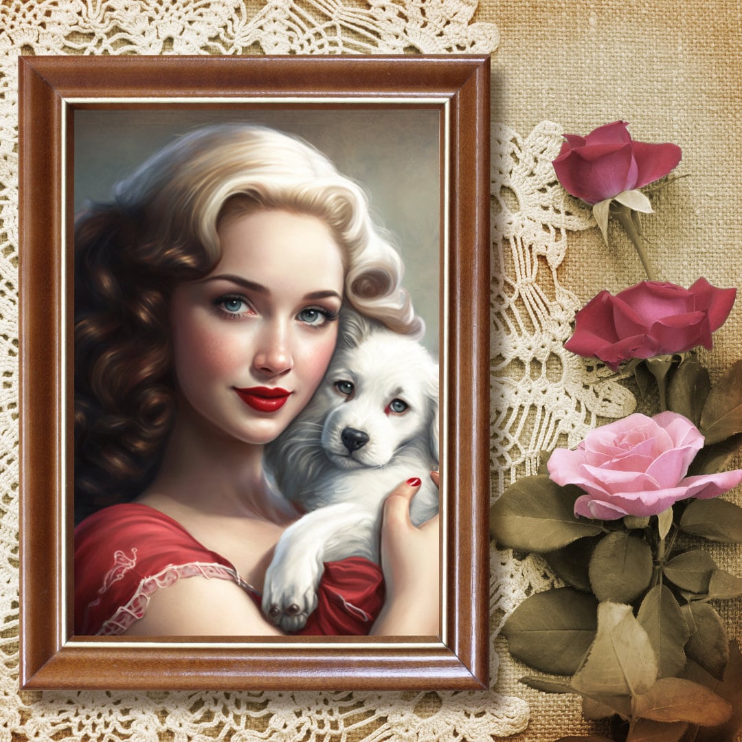 Pin Up Girl Art Set 4 Digital Files Instant Download Etsy