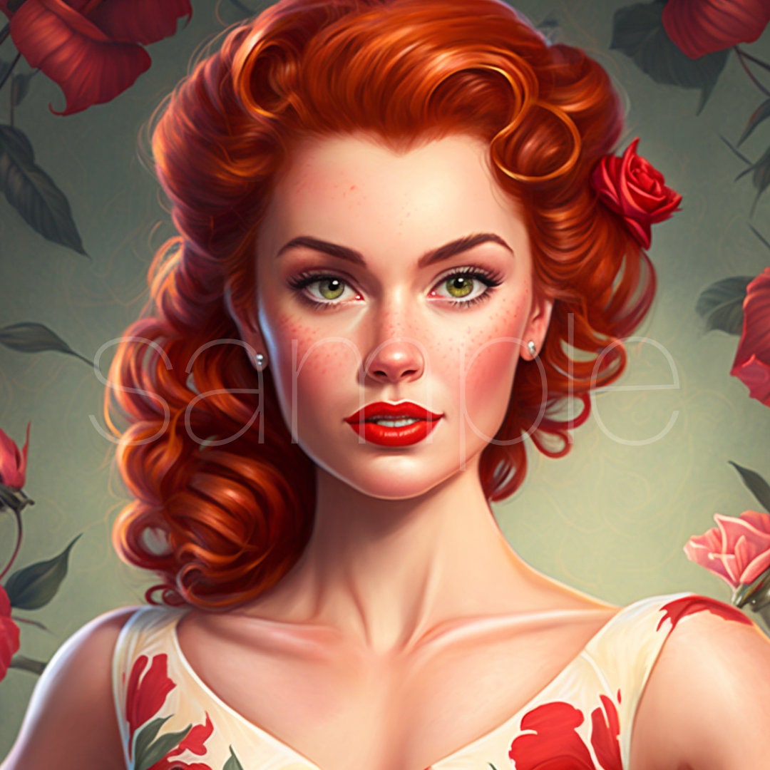 Pin Up Girl Art Set 4 Digital Files Instant Download Etsy