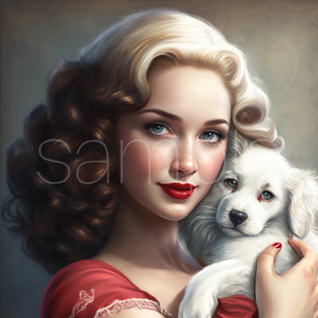Pin Up Girl Art Set 4 Digital Files Instant Download Etsy