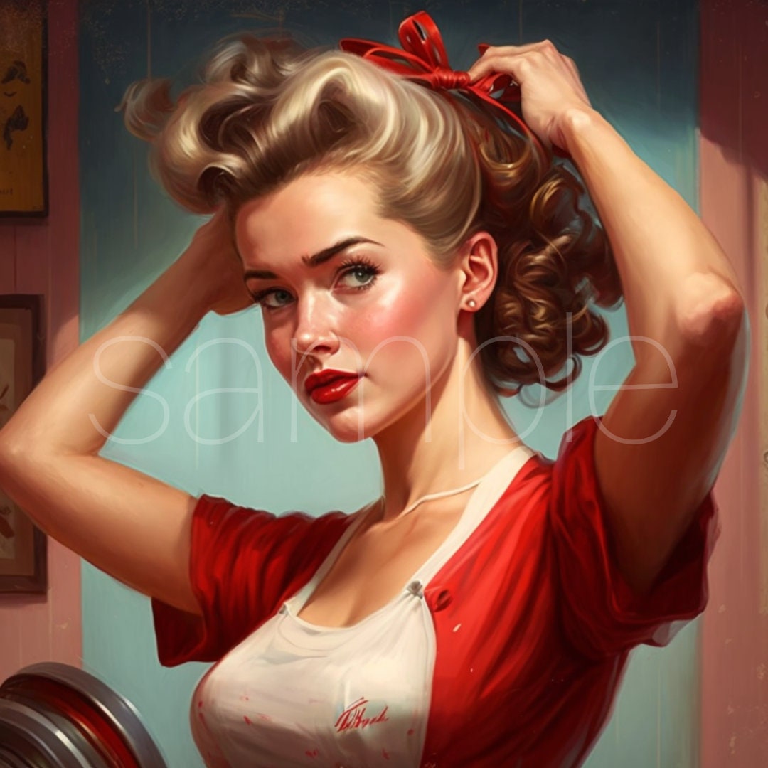 Pin-up Girl Art Set 4 Digital Files Instant Download - Etsy