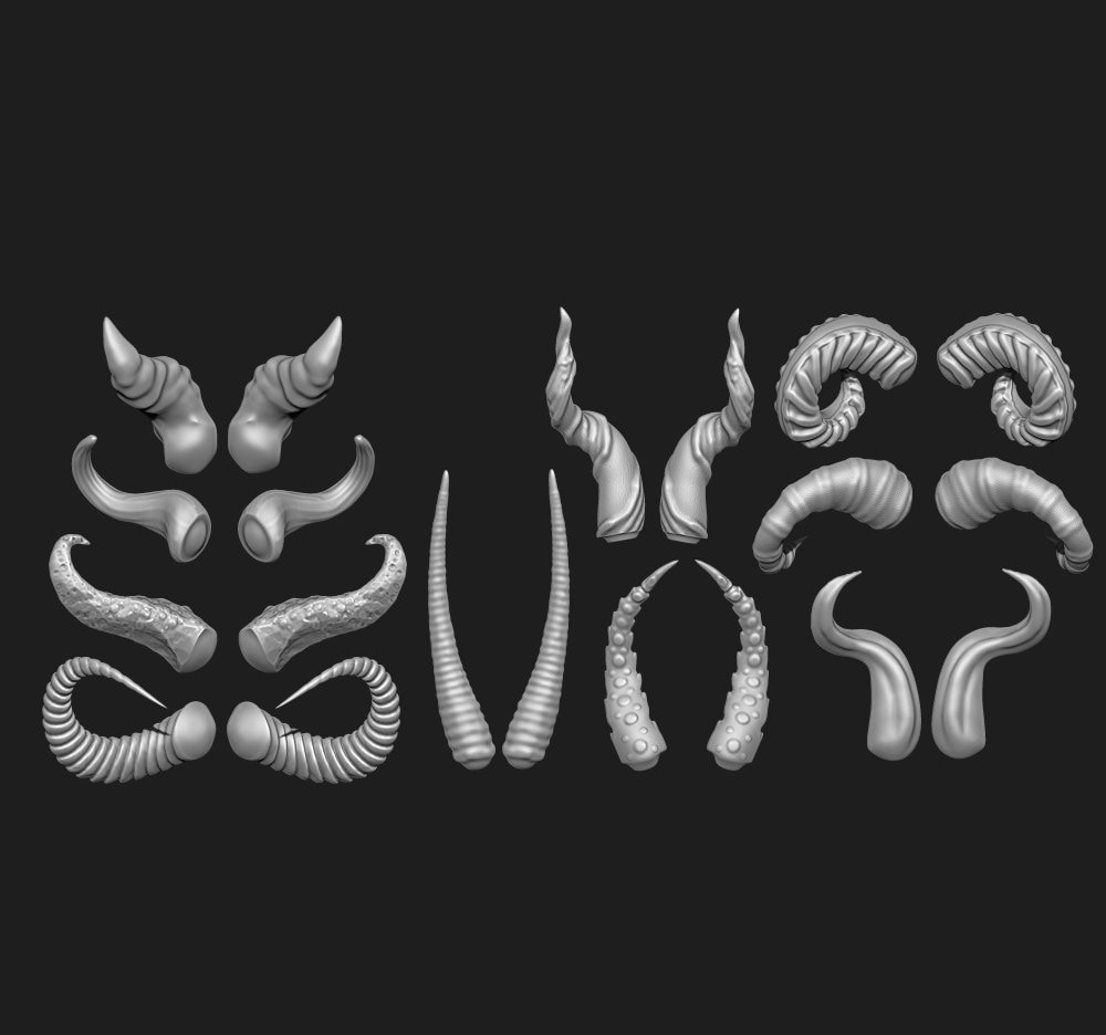 HORNS - 10 Model / 3d Brush / Bjd / Ooak / Stl / Articulated Dolls ...
