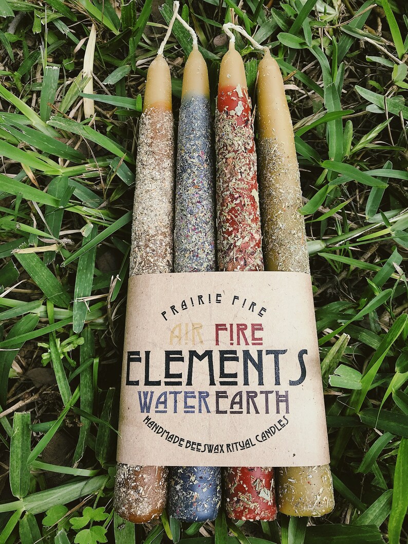 Elemental Ritual Beeswax Candles Earth Air Water Fire | Etsy