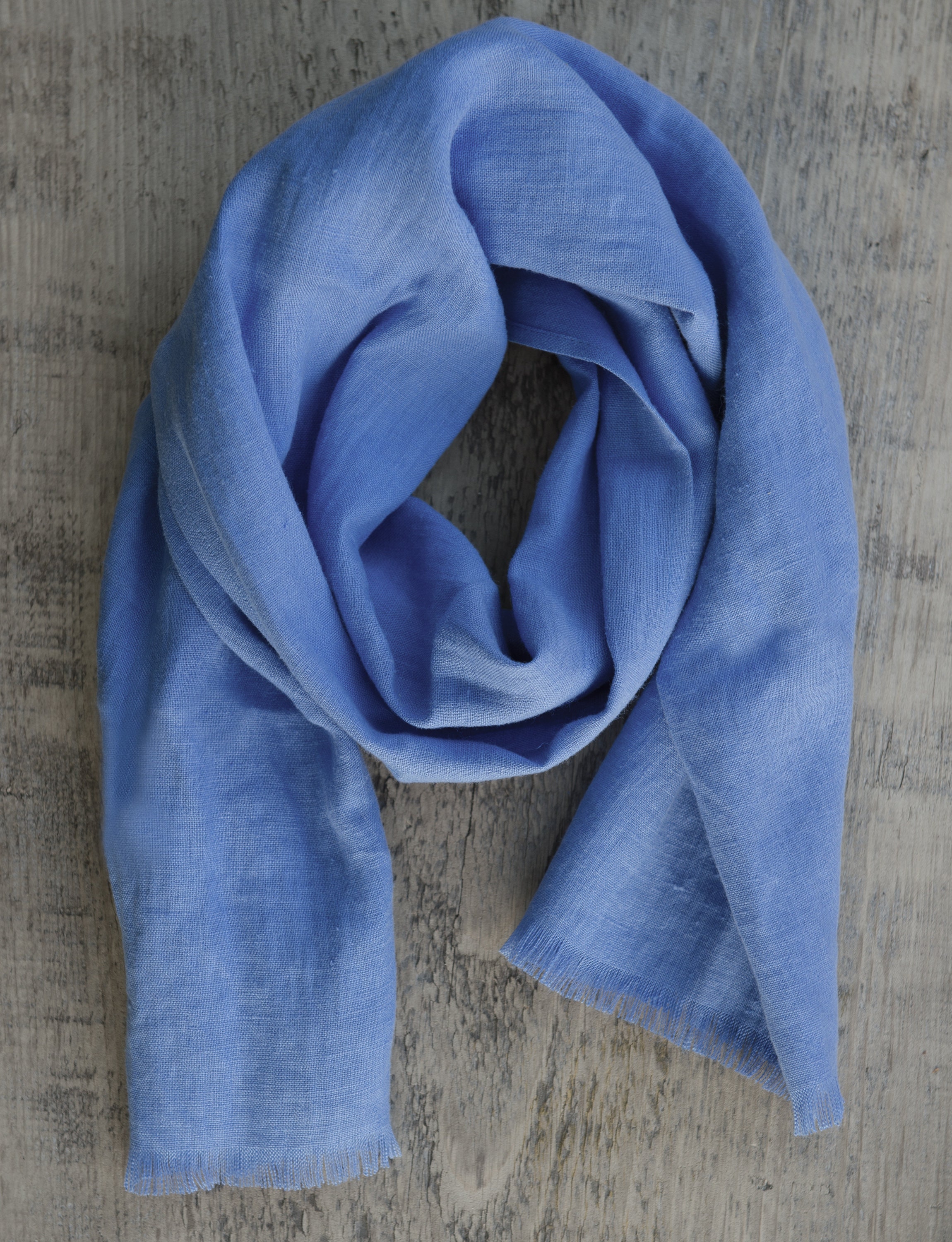Cornflower Blue Softened Linen Scarf Natural Lightweight - Etsy