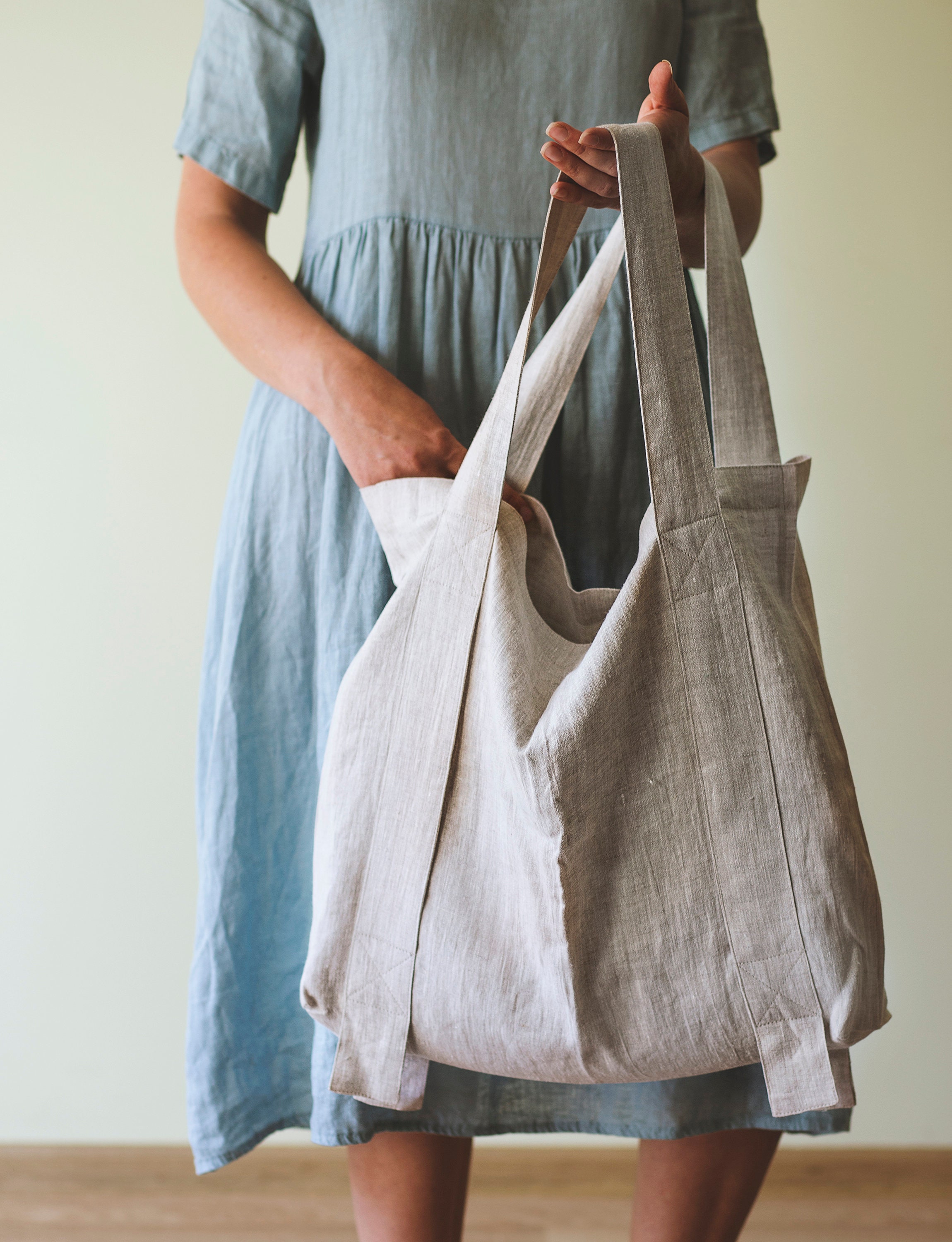 Moss Green Linen Bag With Safari Green Stylish Details Linen - Etsy