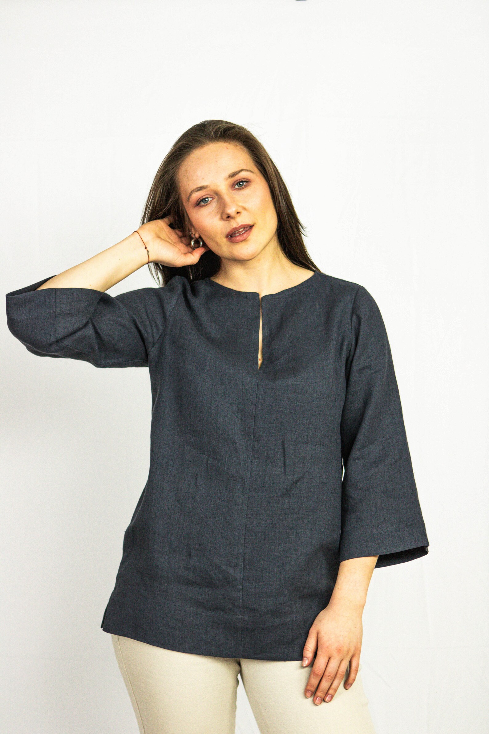 White Linen Top Linen Blouse Oversize Top Women's Linen - Etsy