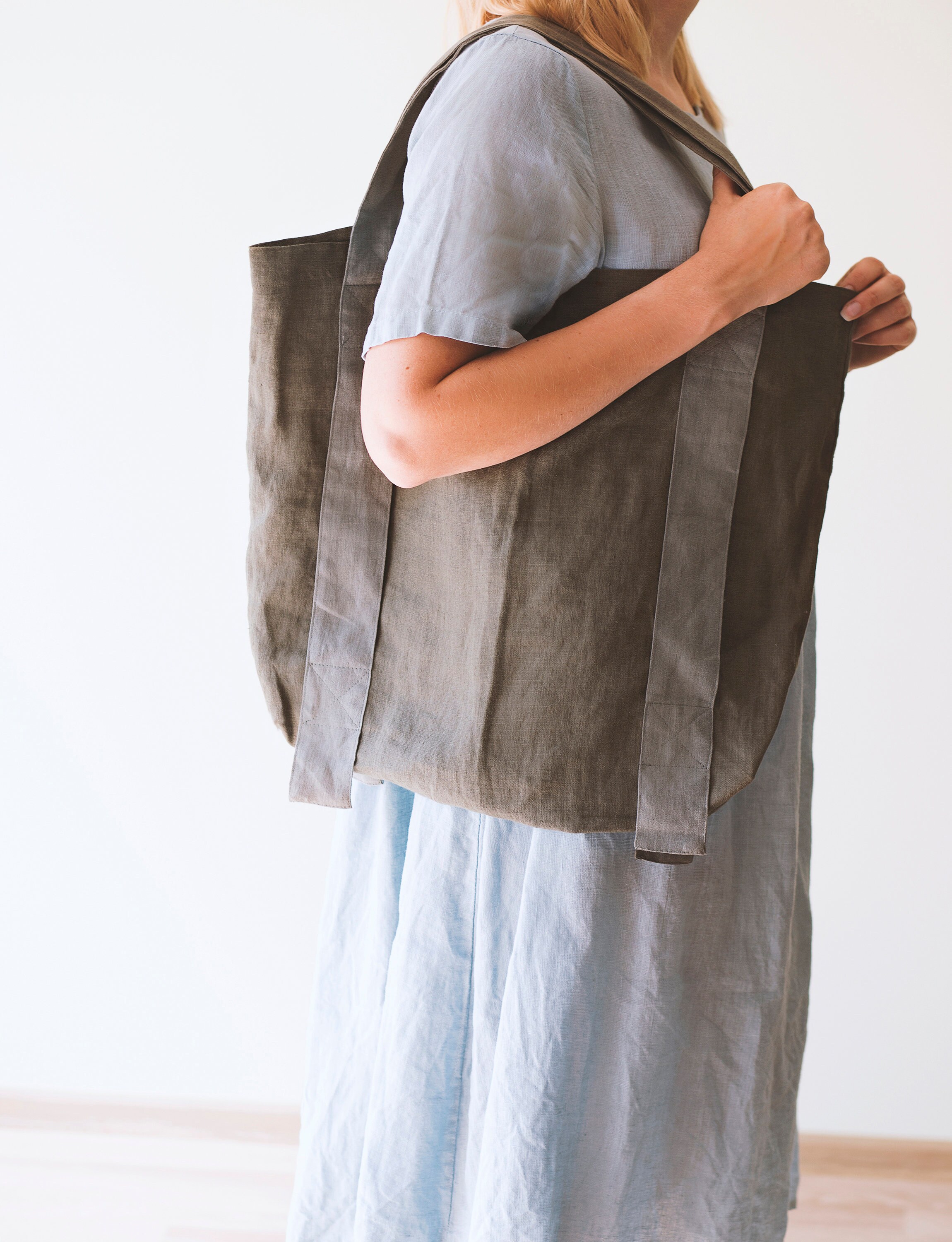 Moss Green Linen Bag With Safari Green Stylish Details Linen - Etsy