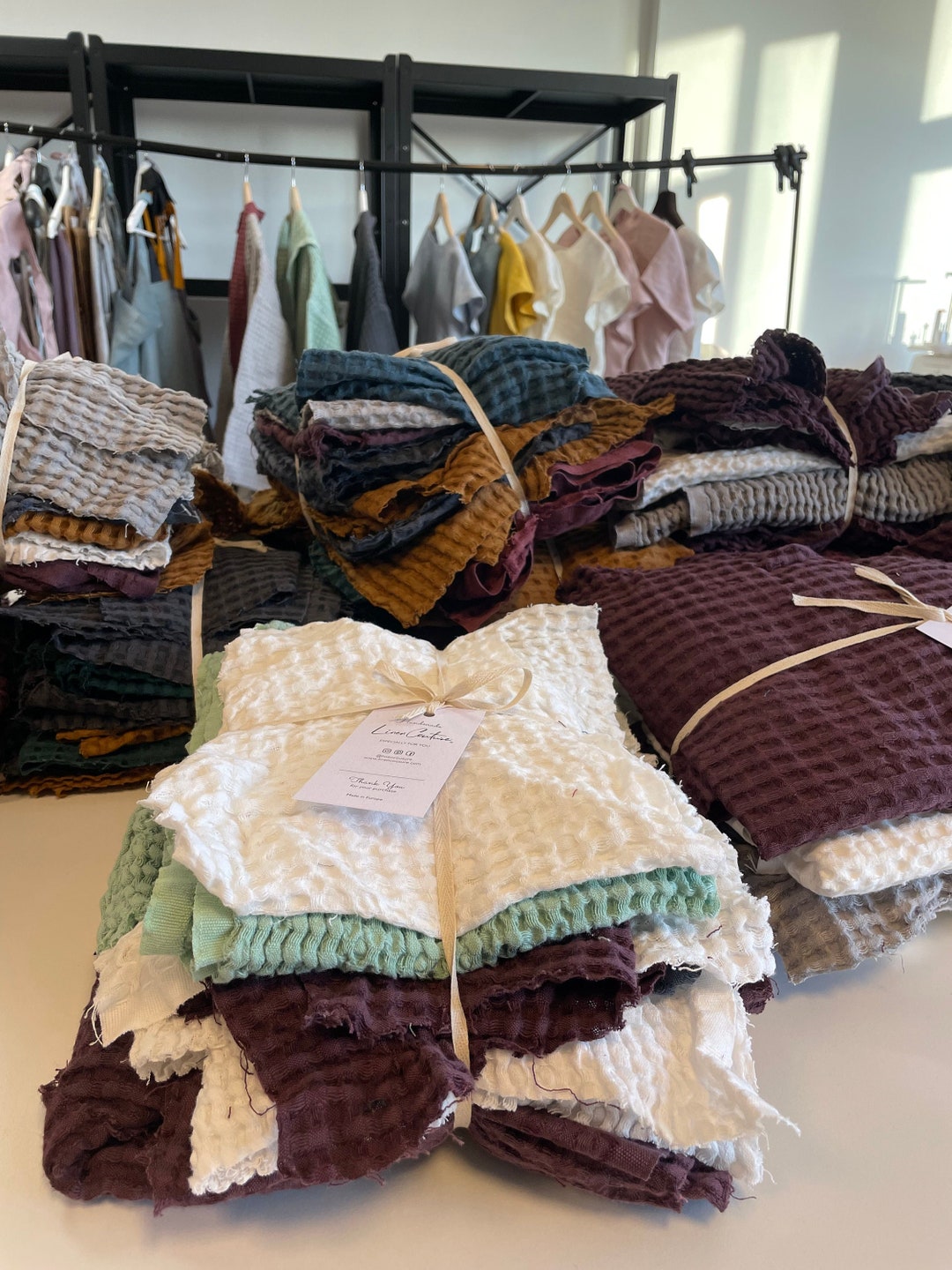 Cozy Waffle Linen Fabric Bundle Perfect for DIY Crafts & Home Decor ...