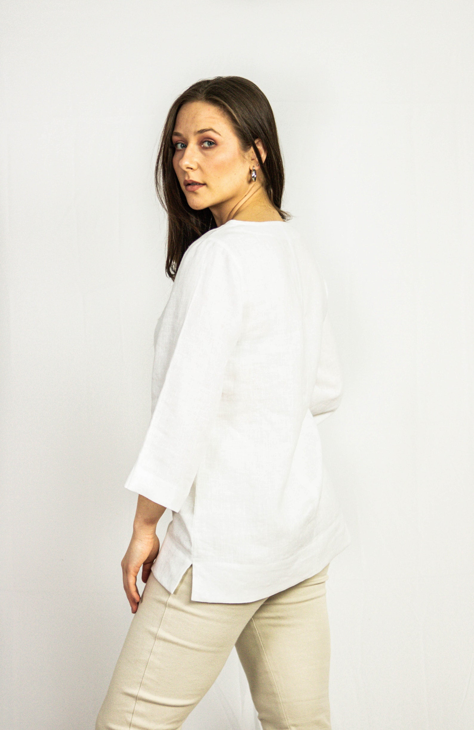 White Linen Top Linen Blouse Oversize Top Women's Linen - Etsy