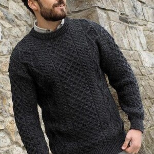 Aran Inis Mor Charcoal Crew Neck Sweater Certificate of Authenticity - Etsy
