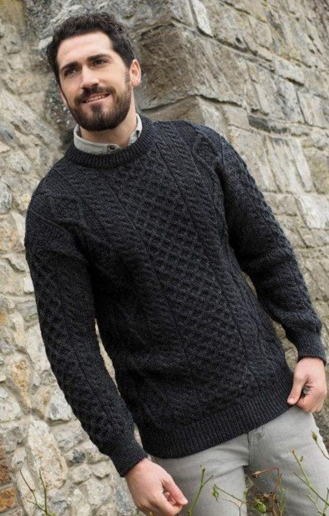 Aran Inis Mor Charcoal Crew Neck Sweater Certificate of Authenticity - Etsy